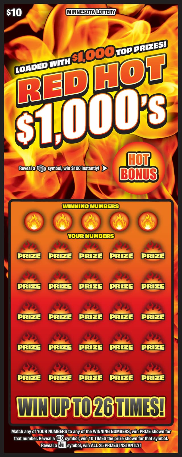 Red Hot $1,000s (#1999) - Minnesota Scratch-Off | ScratchOdds