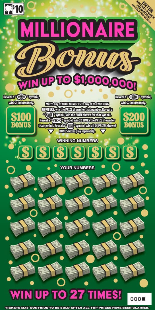 Millionaire Bonus (#1653) - South Carolina Scratch-Off | ScratchOdds